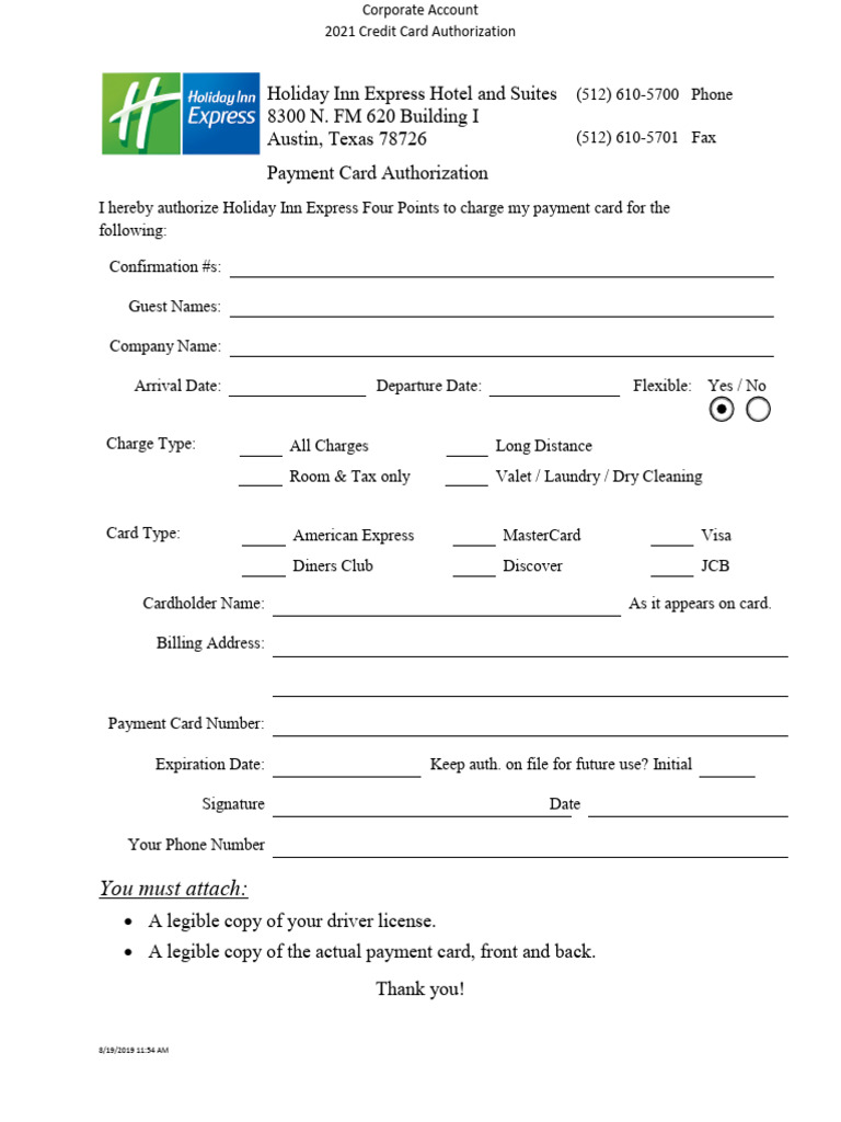 CC Auth Form Corporate Fillable Master!! | PDF