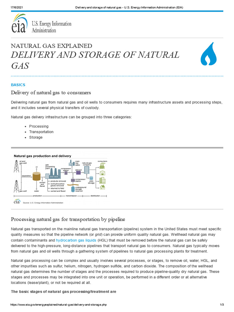 Delivery and Storage of Natural Gas - U.S. EIA - JUNE 2021 | PDF ...