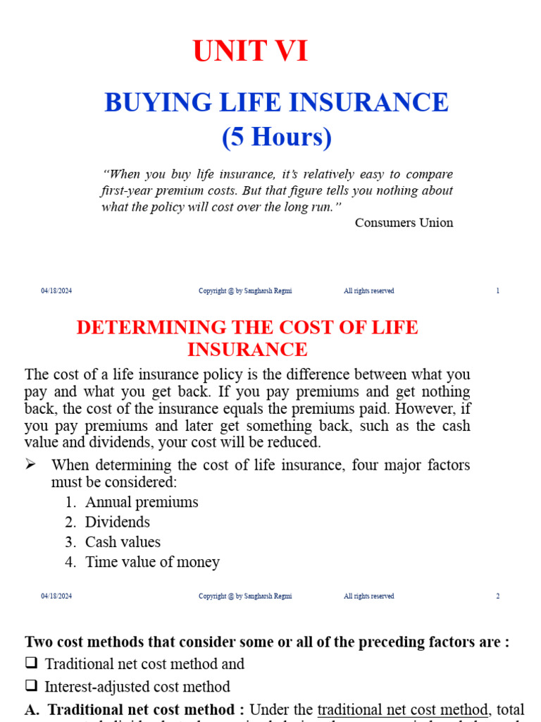 Unit Vi | PDF | Life Insurance | Insurance