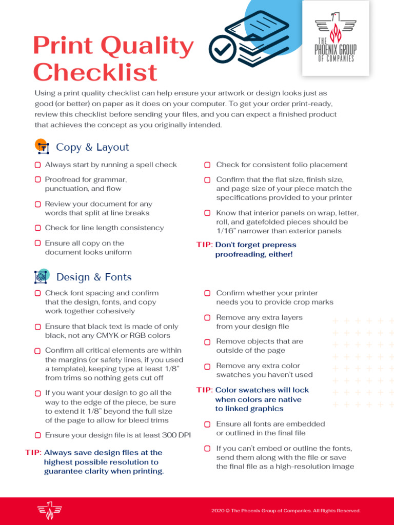 Phoenix Print Quality Checklist V1 | Download Free PDF | Proofreading ...