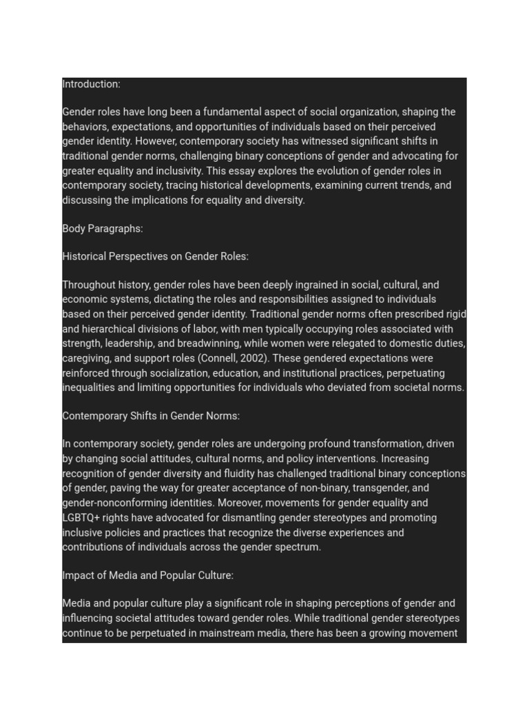 Evolution of Gender Roles Today | PDF | Gender Role | Gender
