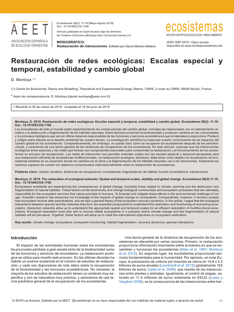 Restauracion de Redes Ecologicas Escala Espacial, Temporal y ...
