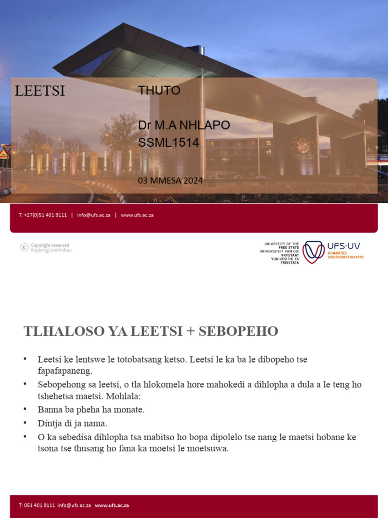 Thuto Ya Leetsi | PDF