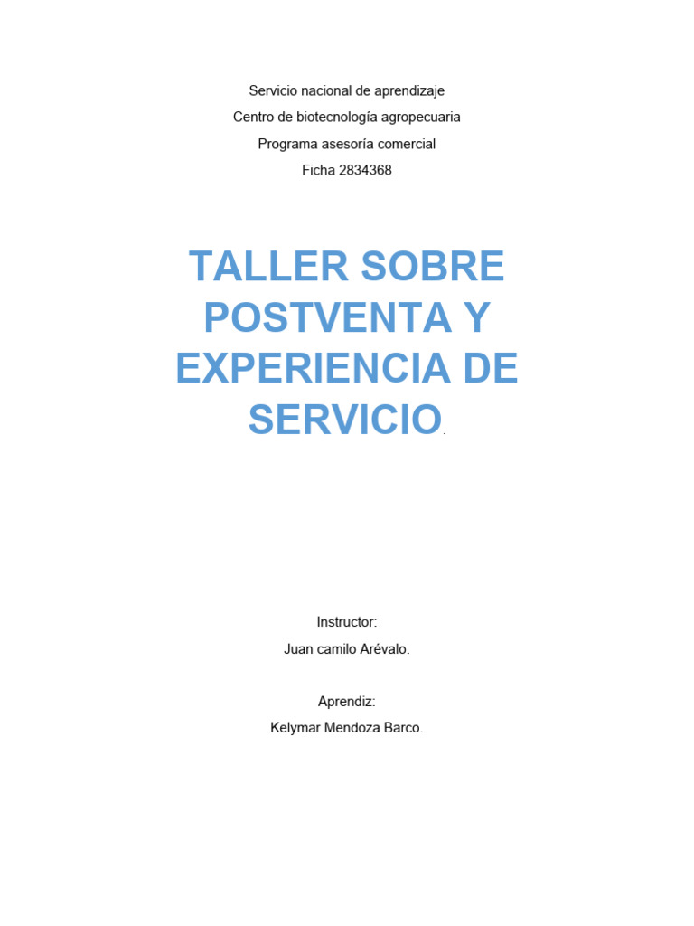 taller sobre postventa y experiencia de servicio | PDF