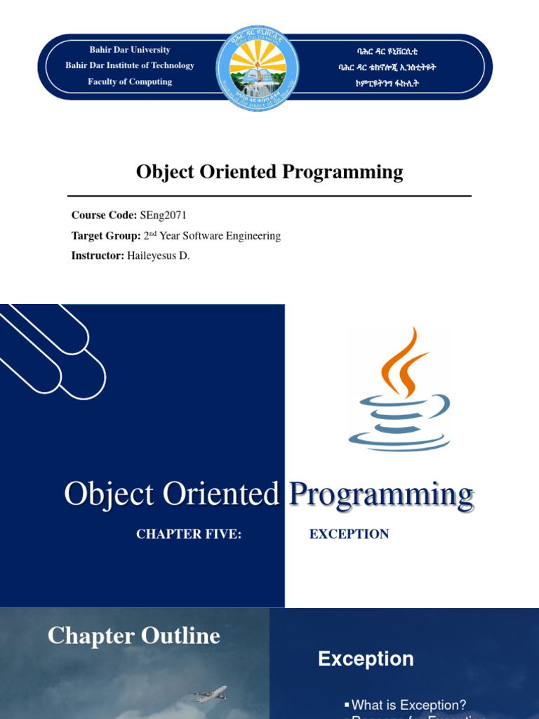 BAHIR DAR Chapter Five Exception | PDF | Programming | Computer Program BAHIR DAR Chapter Five Exception | PDF | Programming | Computer Program