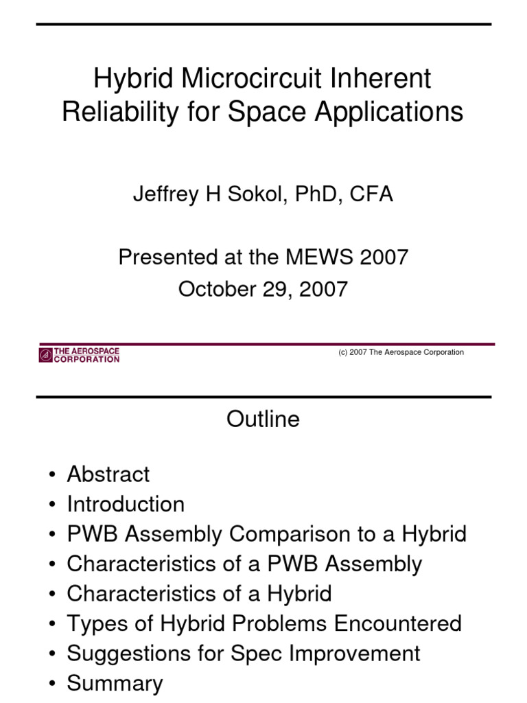 Hybrid Microcircuit Reliability in Space | PDF | Printed Circuit Board | Integrated Circuit