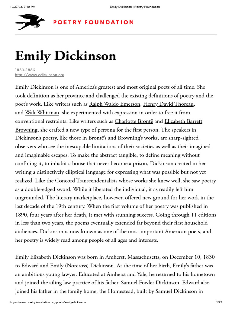 Emily Dickinson _ Poetry Foundation | PDF | Emily Dickinson | Poetry