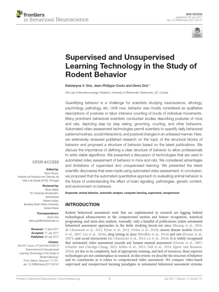 Rodent Behavior Analysis Tech | PDF | Artificial Neural Network | Behavior