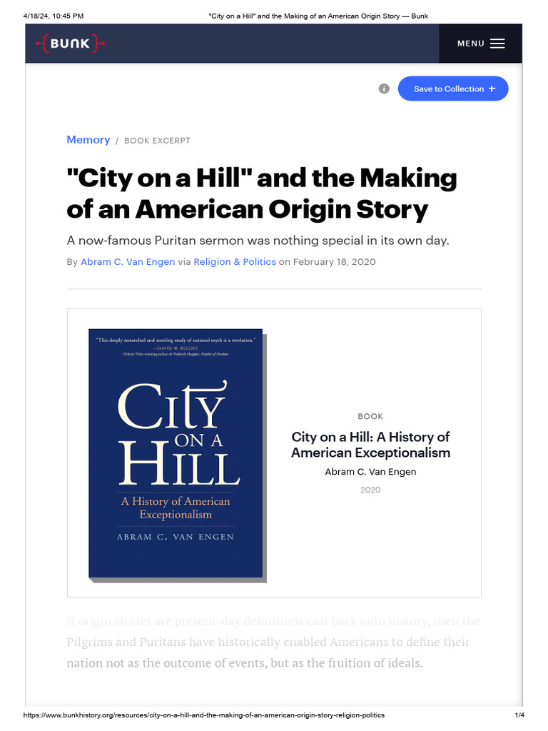"City on a Hill" Origins Explained | PDF | Religious Belief And Doctrine