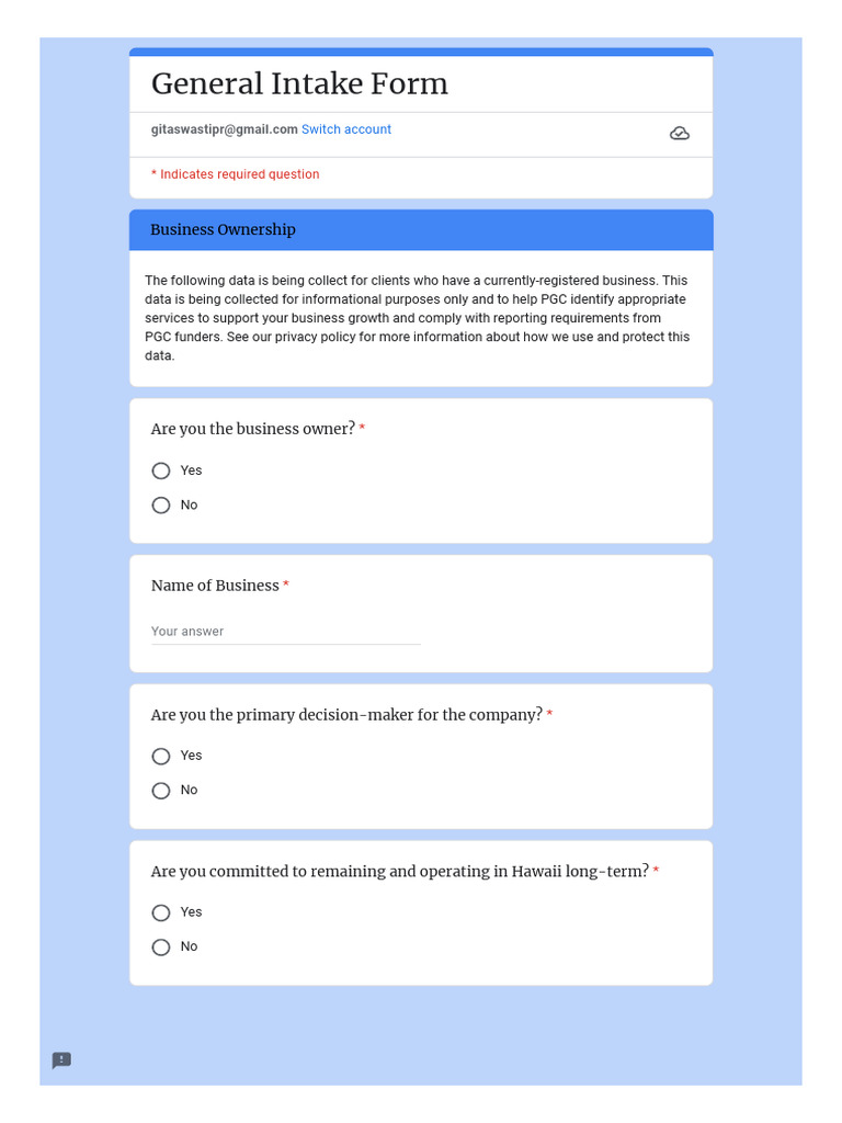 General Intake Form | PDF | Expense | Economies