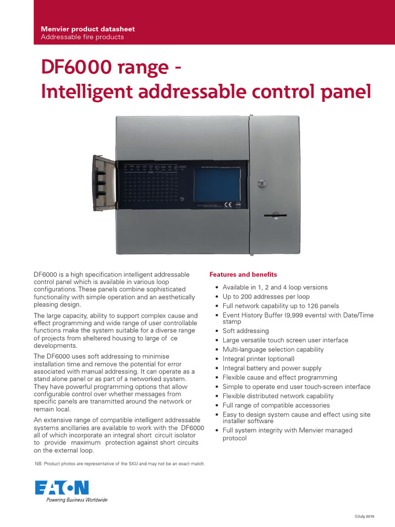 Eaton Fire Addressable Control Panel Df6000 Datasheet 0719 | PDF ...
