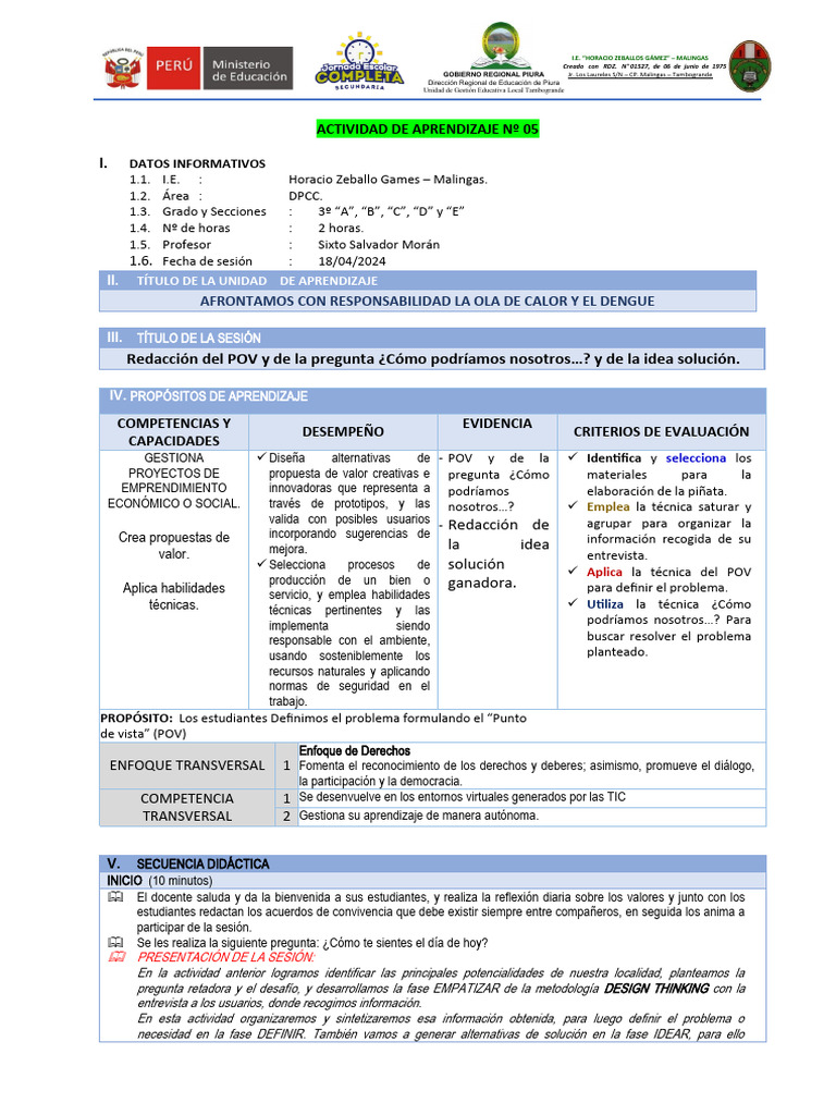 Sesión-05-Redacción del POV y la idea solución | PDF | Creatividad | Evaluación