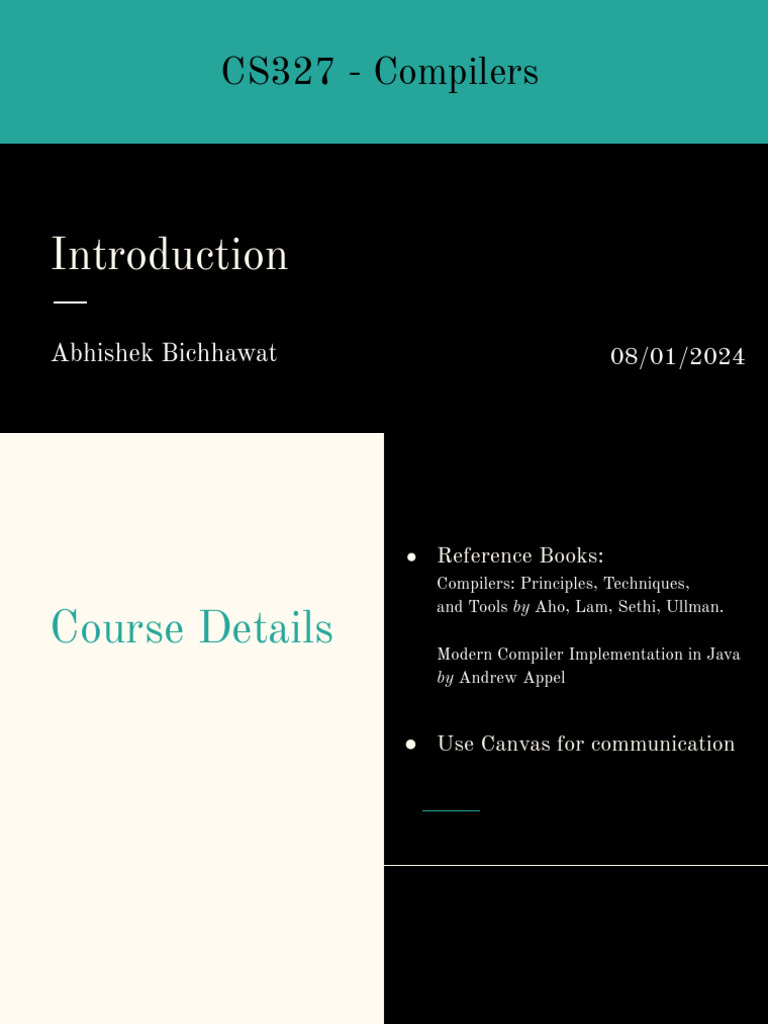 Lecture 1 | PDF | Compiler | Parsing Lecture 1 | PDF | Compiler | Parsing