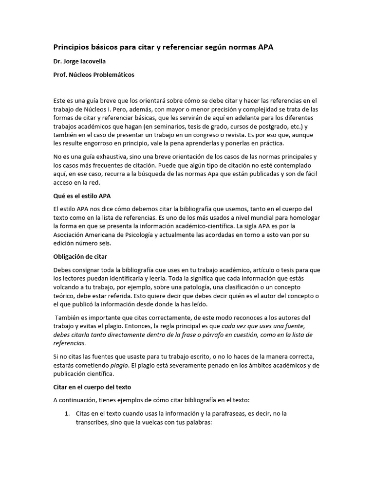 Principios básicos para citar y referenciar según APA | PDF | Estilo apa | Comportamiento