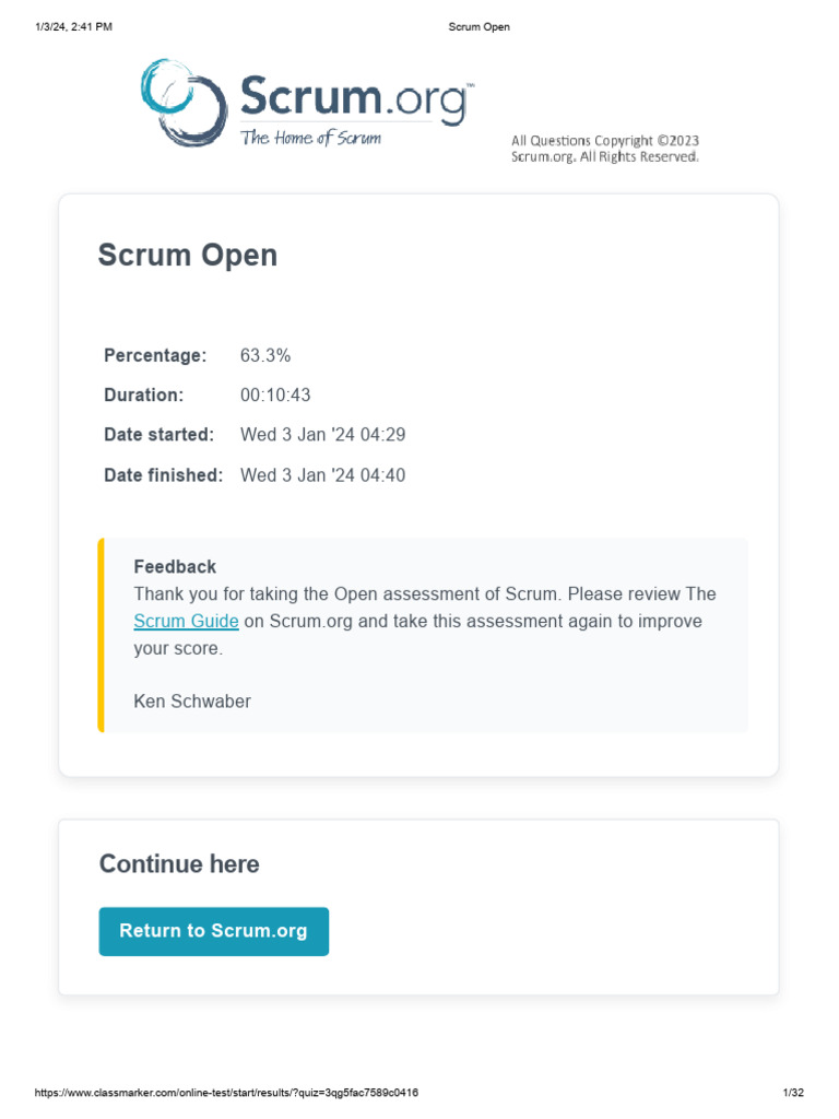 Scrum Open Test - 3rd Jan 2024 | PDF | Scrum (Software Development)