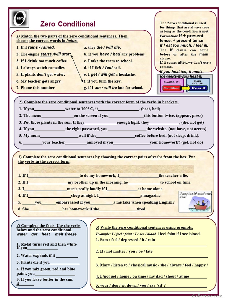 Zero conditional (exercises) | PDF | Sentence (Linguistics) | Language Mechanics