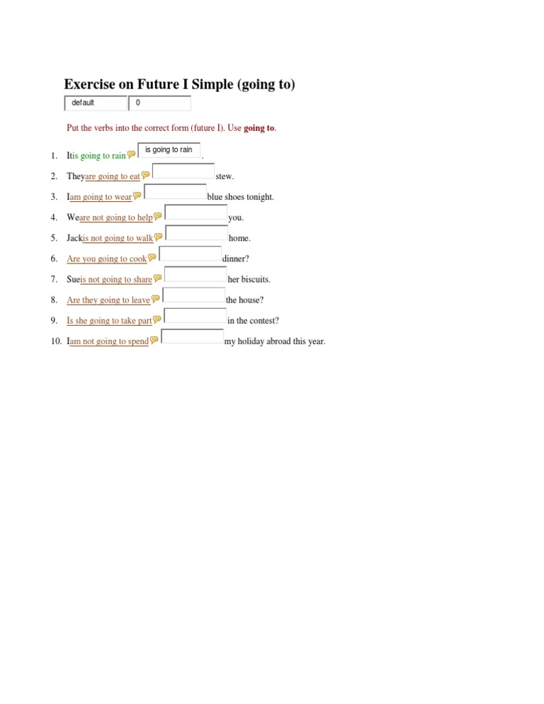 Future I Simple Exercises: Going To | PDF | Language Arts & Discipline