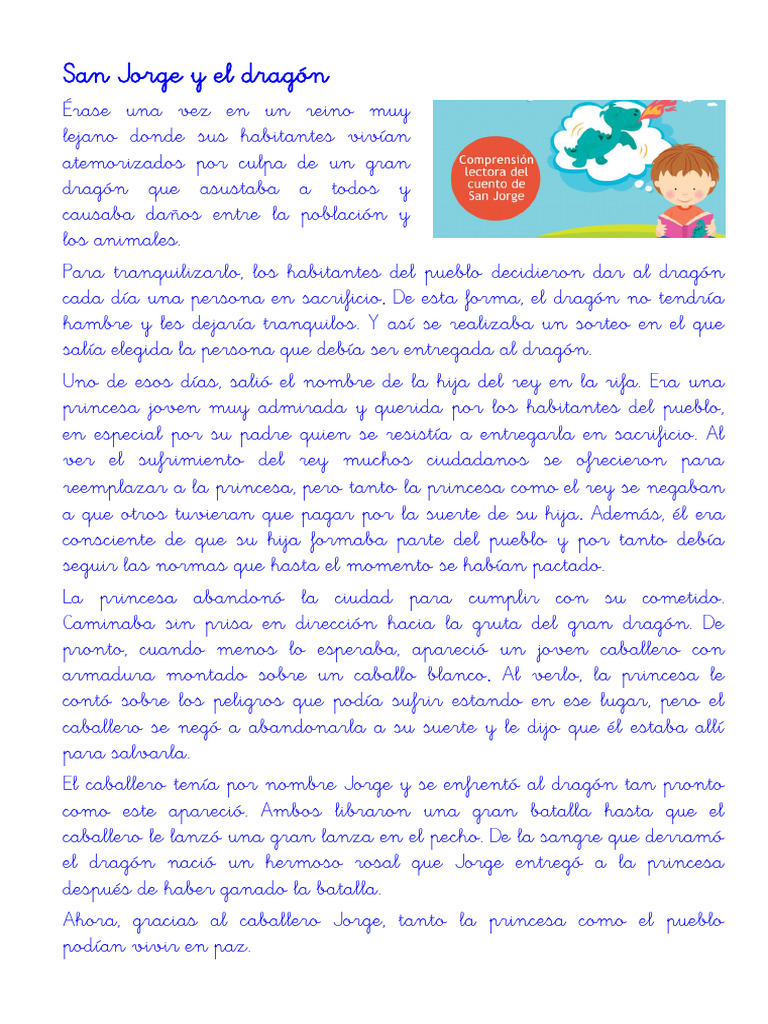 Leyenda de San Jorge y el Dragón | PDF | Historia | Libros para ...