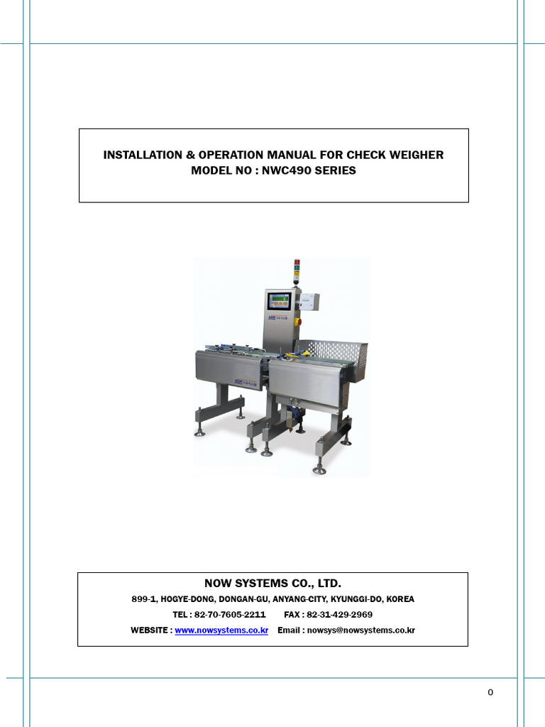 140707-Product Manual (NWC490 Series Check Weigher) | Download Free PDF ...