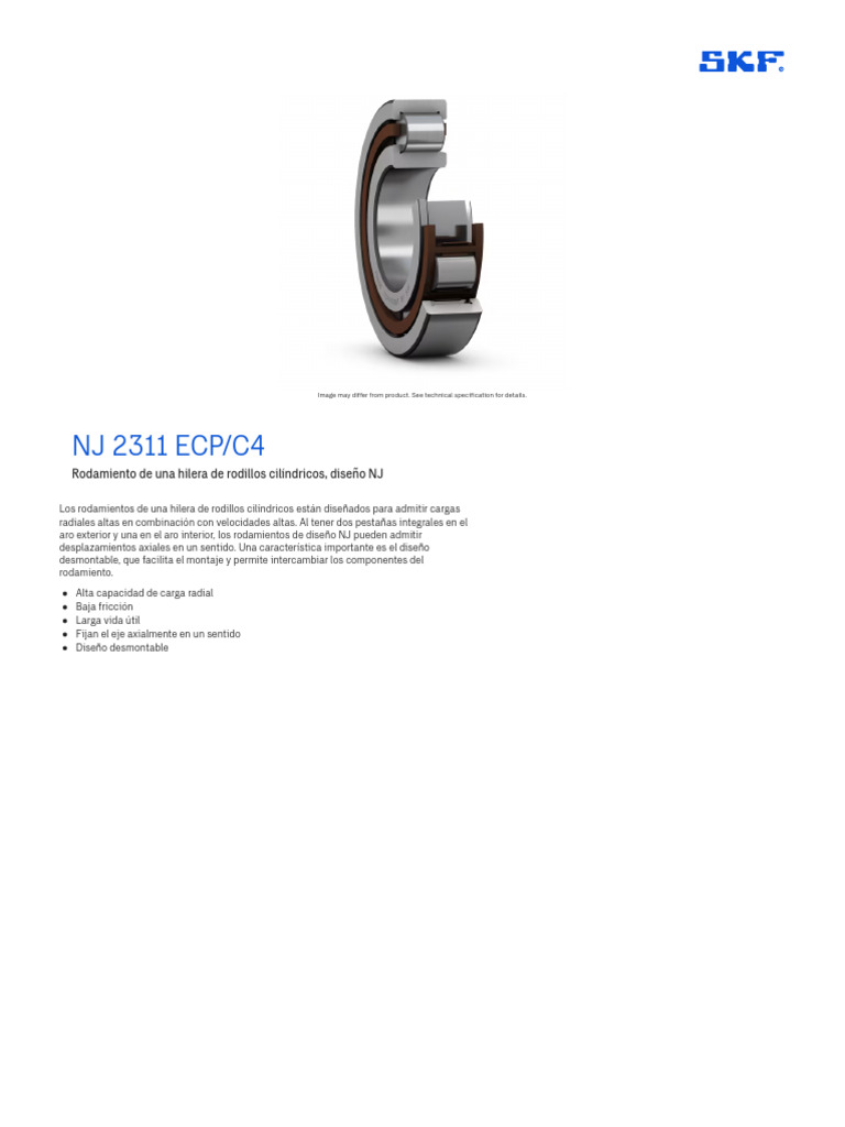 NJ 2311 ECP - C4 - Rodamientos de Rodillos Cilíndricos - SKF | PDF | Red mundial | Internet y web