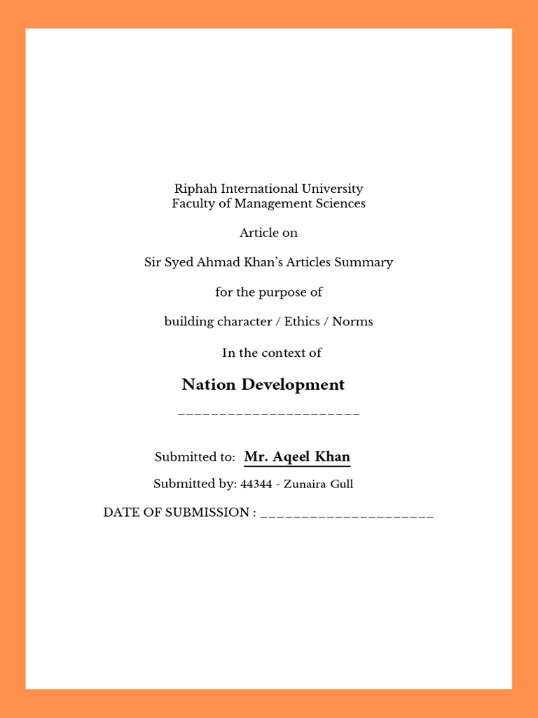Final Article - Sir Syed Ahmad Khan Writing | PDF