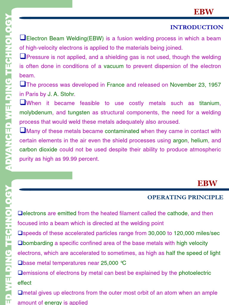 Electron Beam Welding (EBW) | PDF | Welding | Construction