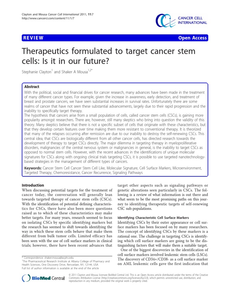 Cancer Stem Cells | PDF | Protein Kinase B | Mechanistic Target Of ...