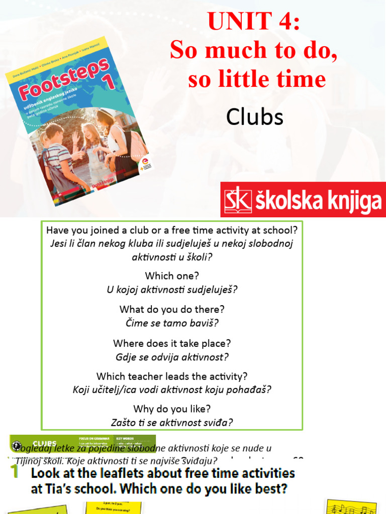 Footsteps 1, U4 - L3 Clubs | PDF