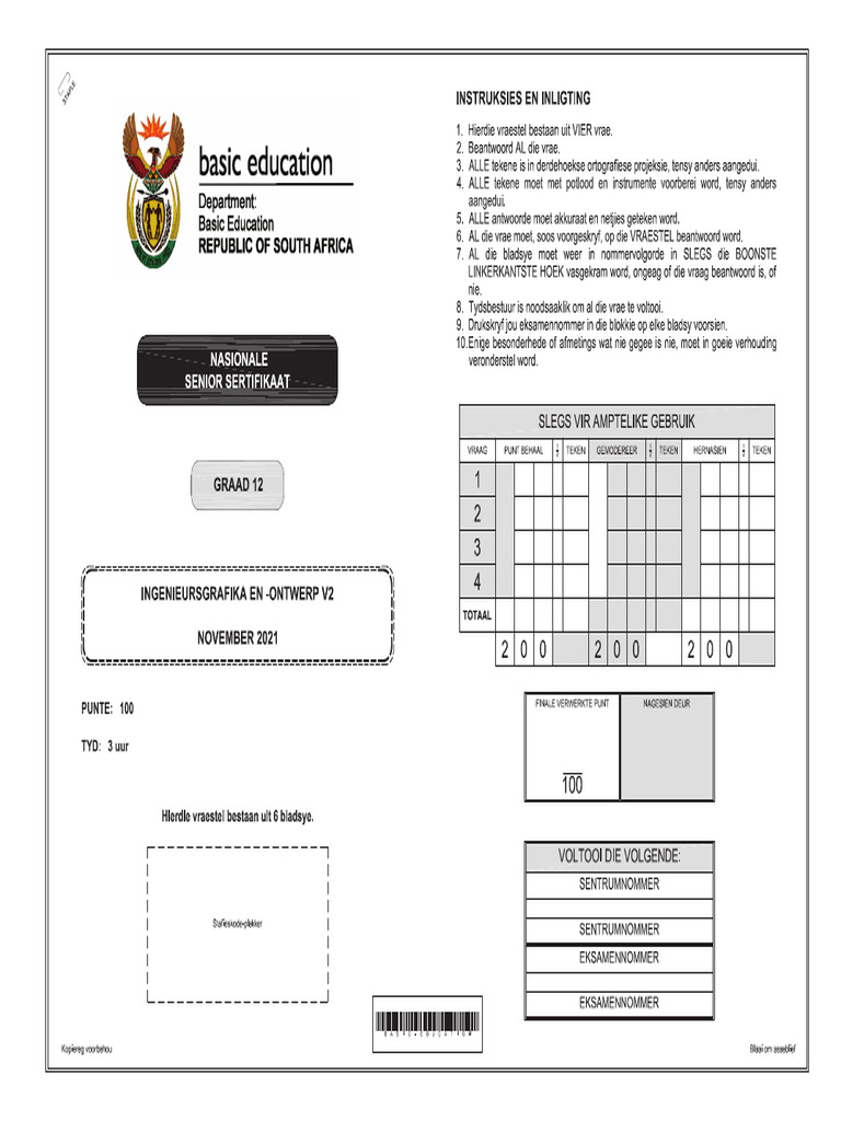 Engineering Graphics & Design P2 Nov 2021 Afr | PDF