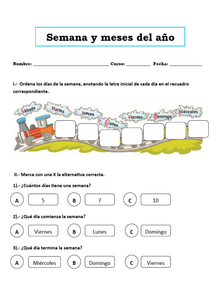 Actividades sobre días y meses del año | PDF | Calendario