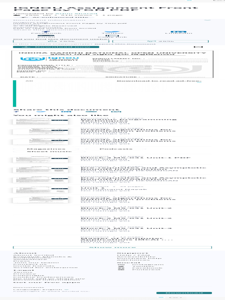 IGNOU Assignment Front Page by TGN PDF | PDF | Scribd | Online Services