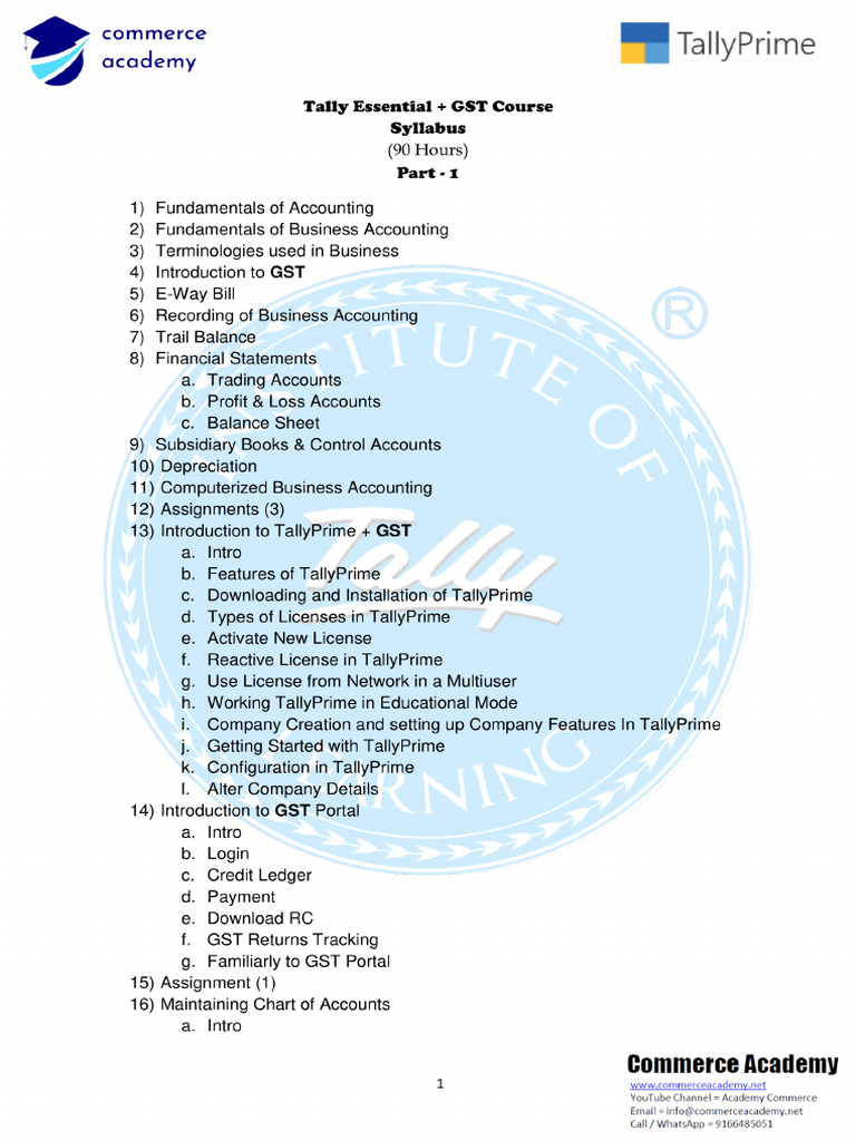 Tally Essential Course Syllabus | PDF
