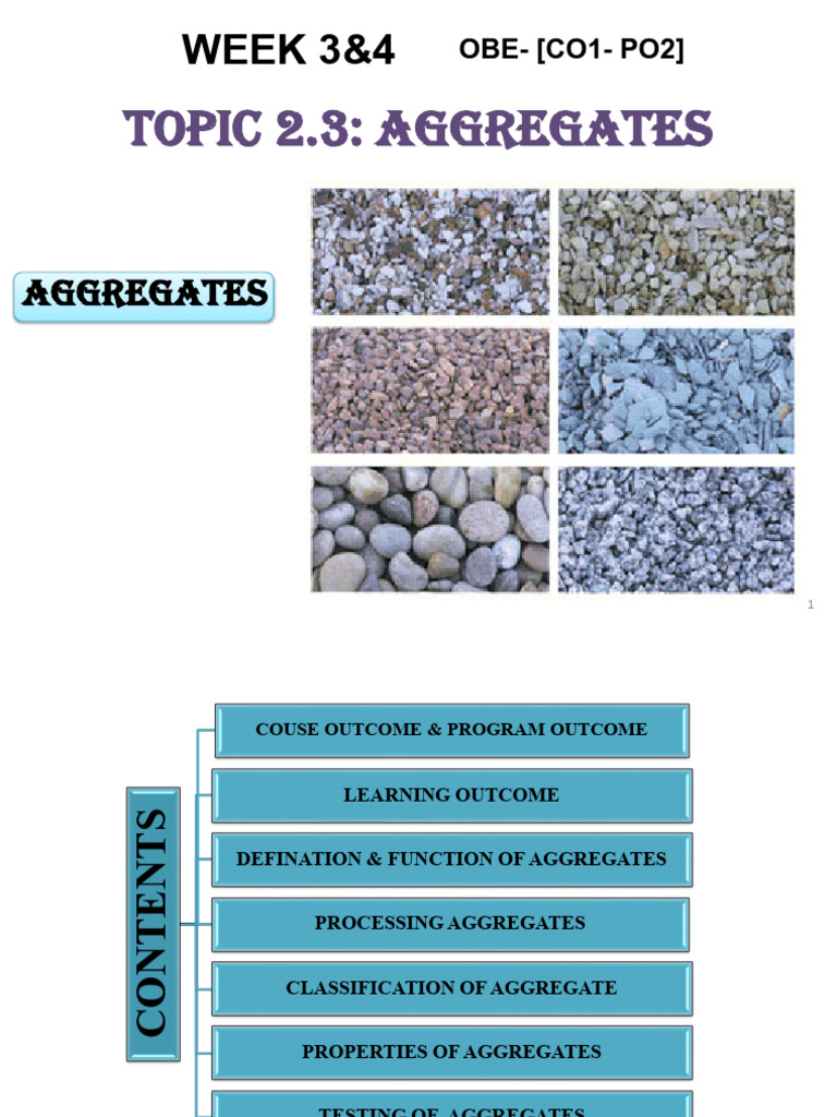 Topic 2.3 Aggregates | PDF | Concrete | Construction Aggregate