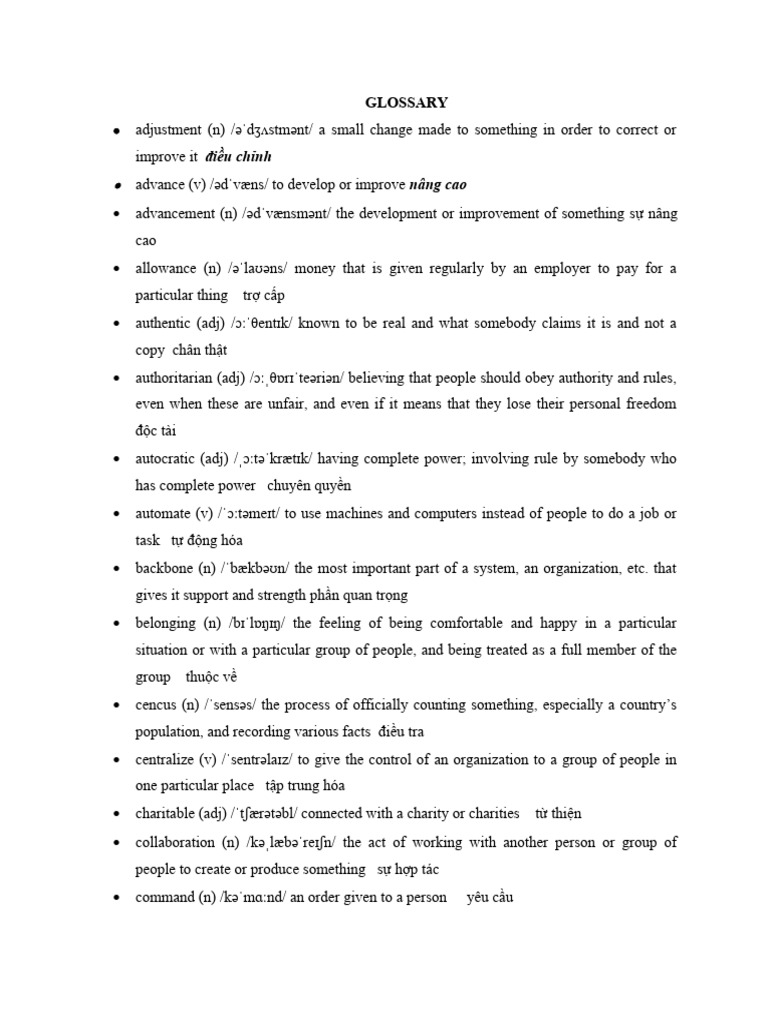Cob1 Glossary 2 Read Lis | Download Free PDF | Vietnam