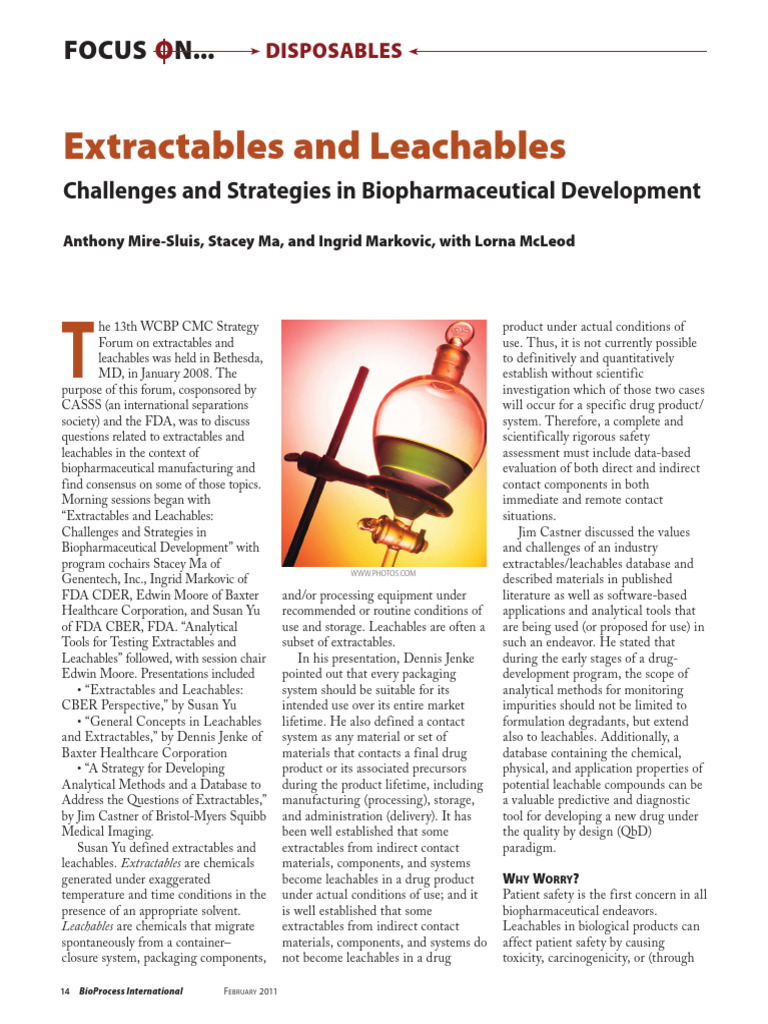 Extractables and Leachables | PDF | Pharmaceutical Formulation | Chemistry