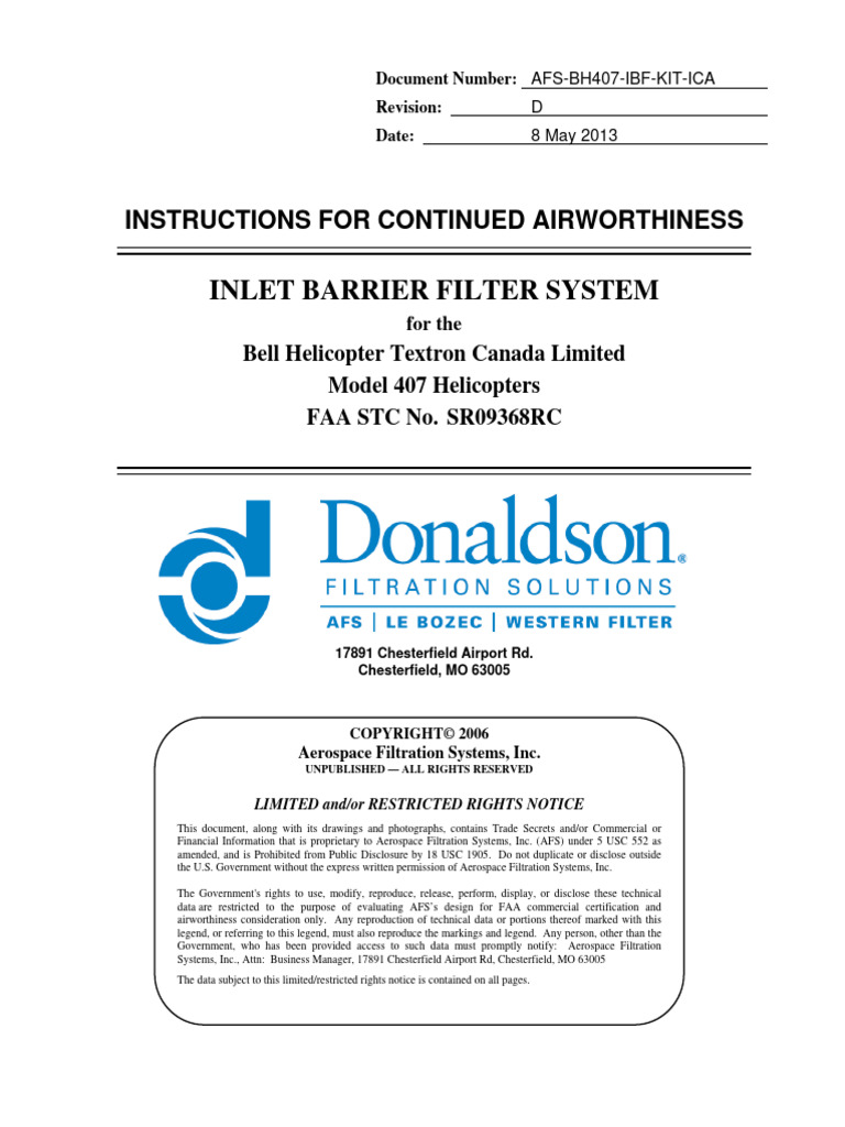 Afs Bh407 Ibf Ica Rev D | PDF | Filtration | Switch