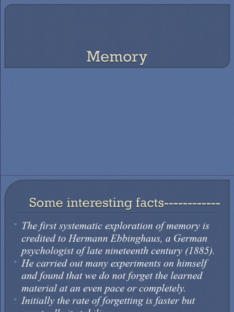 Memory | PDF | Recall (Memory) | Memory