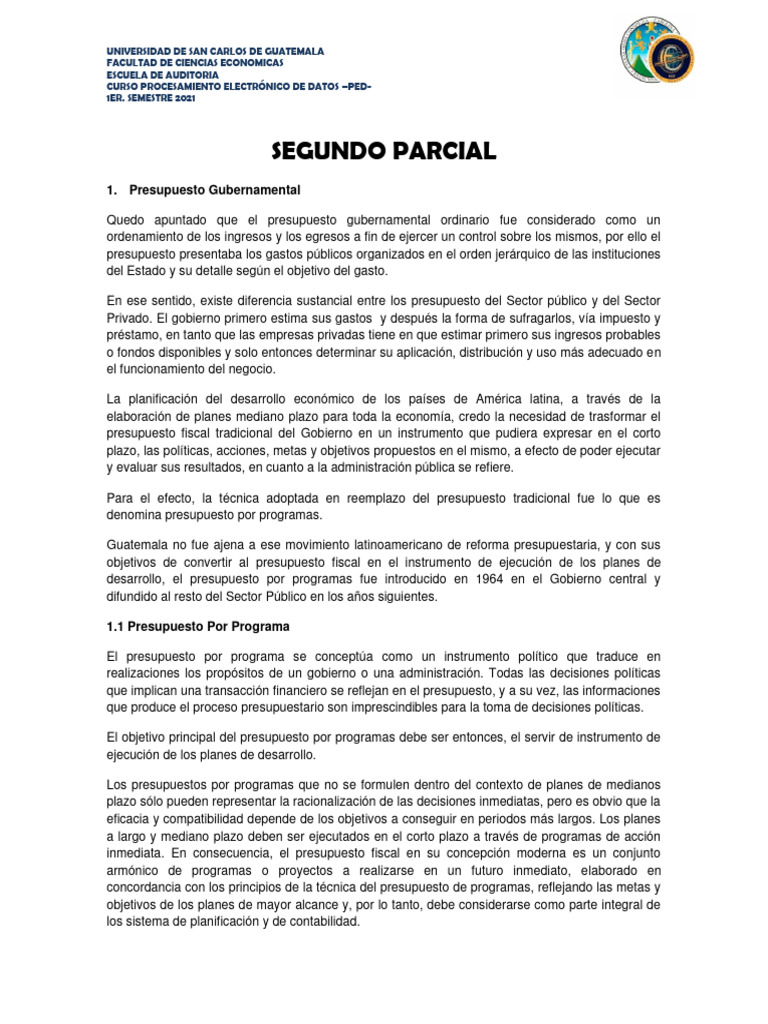 Material Segundo Parcial Ped 2021 | PDF | Presupuesto | Contabilidad