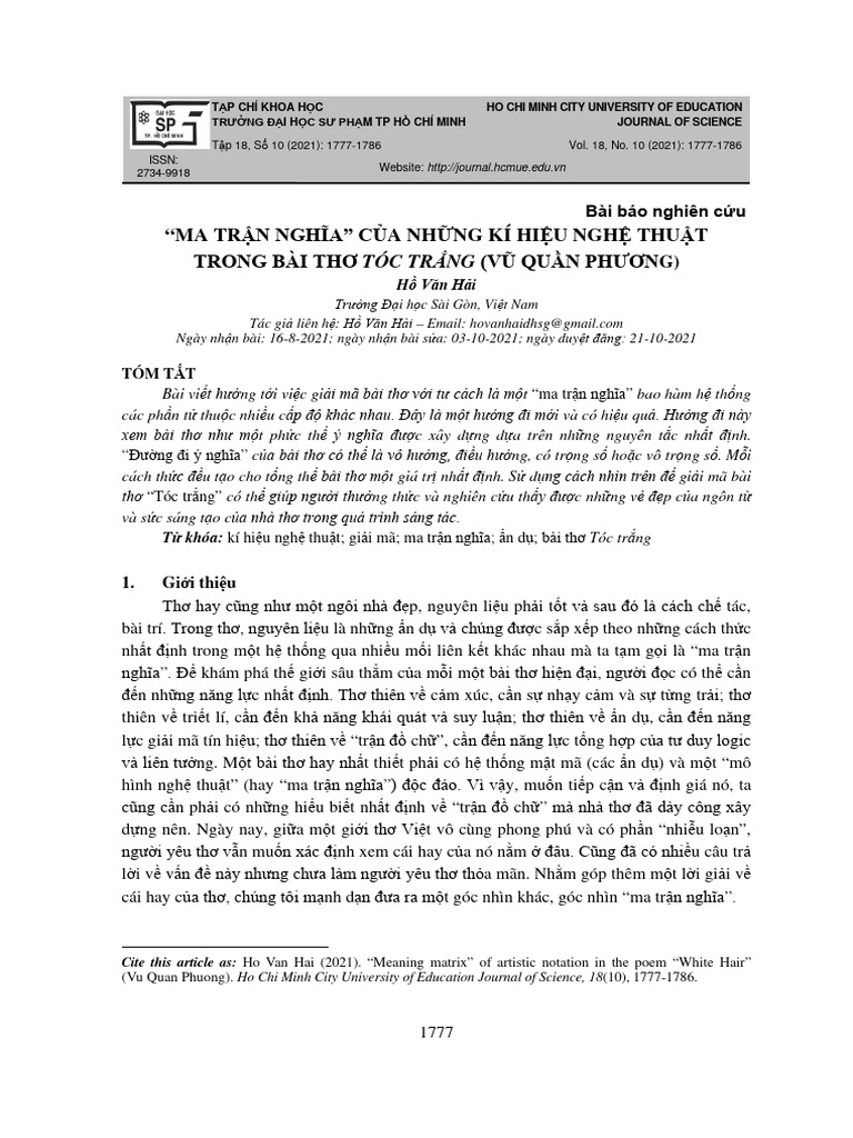 Ma Tran Nghia Ki Hieu Trong Toc Trang | PDF