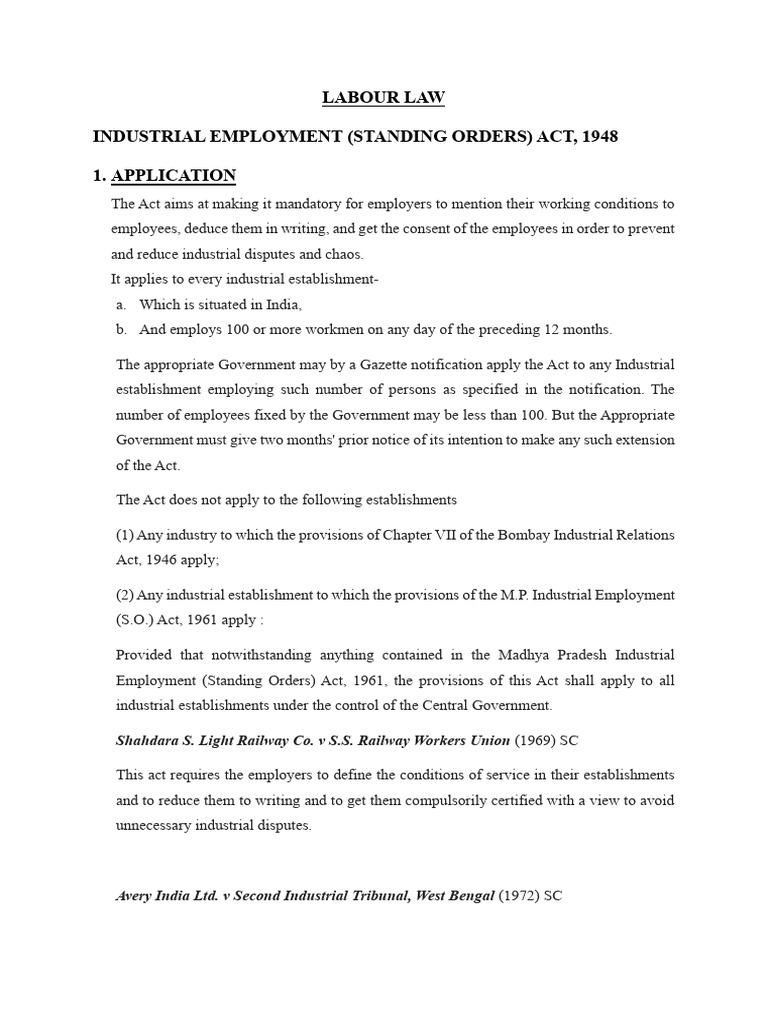 Industrial Employment Standing Orders Act | PDF | Employment | Rail ...