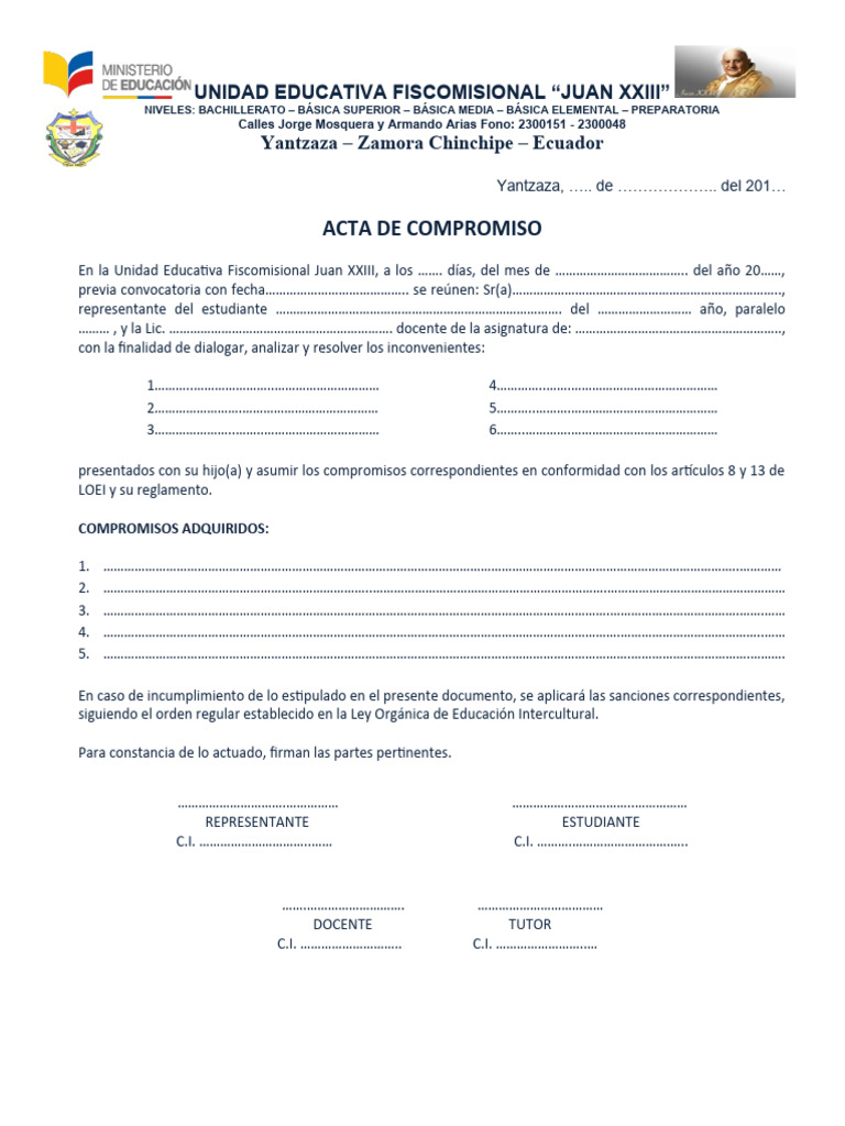 Actas de Compromiso Sola Docente | PDF | Ciencias sociales