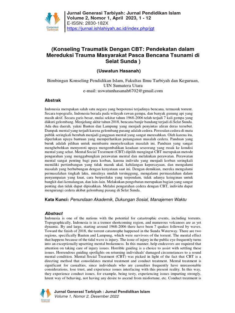 CBT untuk Trauma Pasca Tsunami | PDF | Ilmu Sosial | Pengembangan Diri