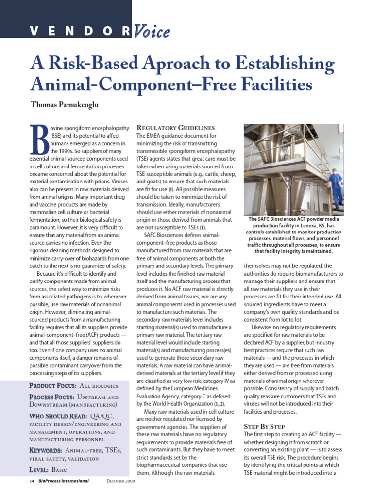 Animal-Component-Free Biomanufacturing | PDF | Supply Chain | Biology