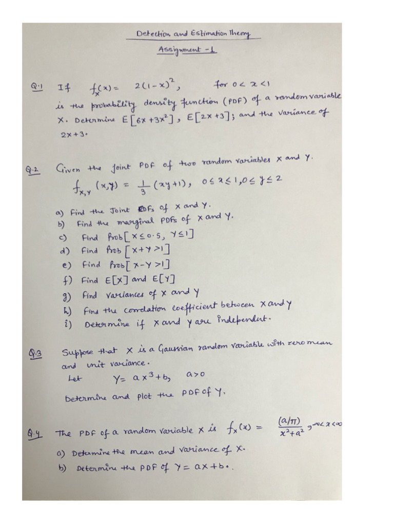 Assignment-1 - Random Variables | PDF