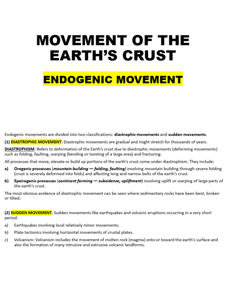 Movement of The Earths Crust | PDF | Plate Tectonics | Earthquakes