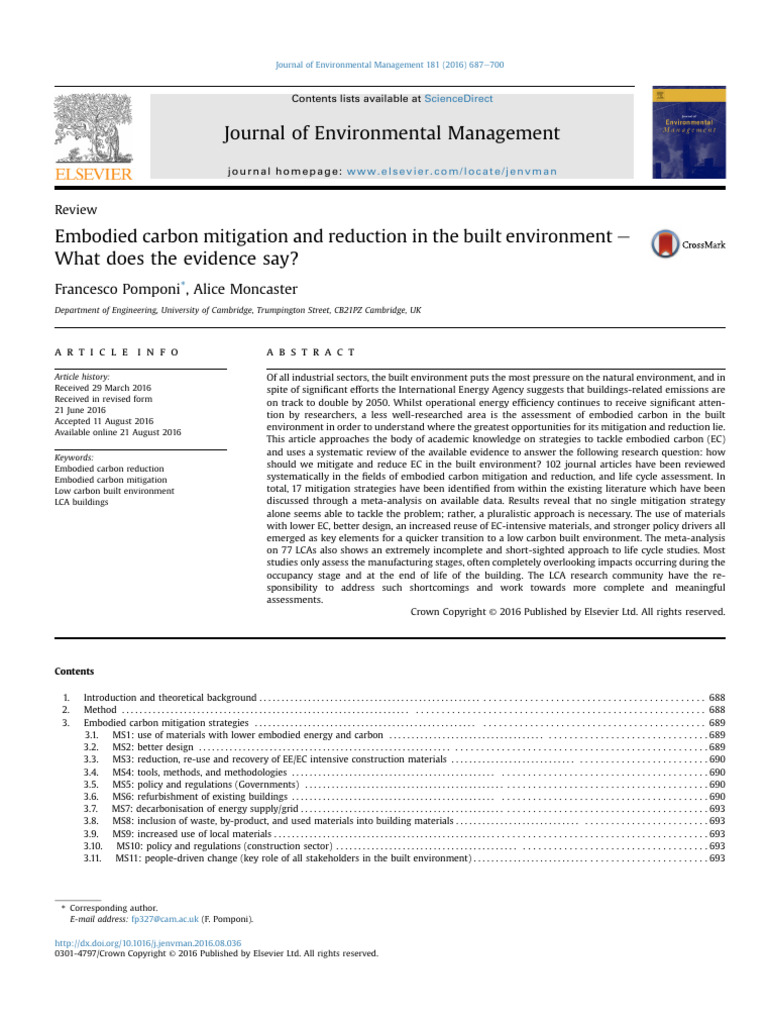 Pomponi and Moncaster (2016) | PDF | Climate Change Mitigation | Life ...