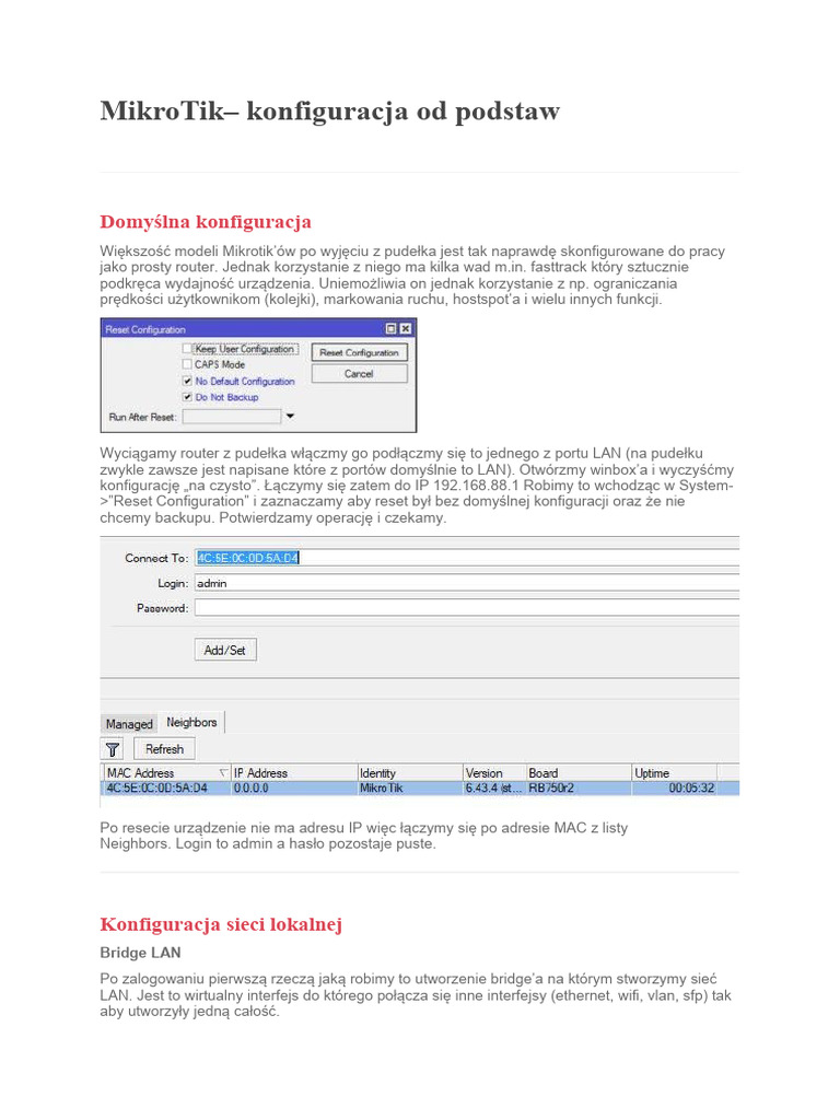 MikroTik Konf Podstawy | PDF