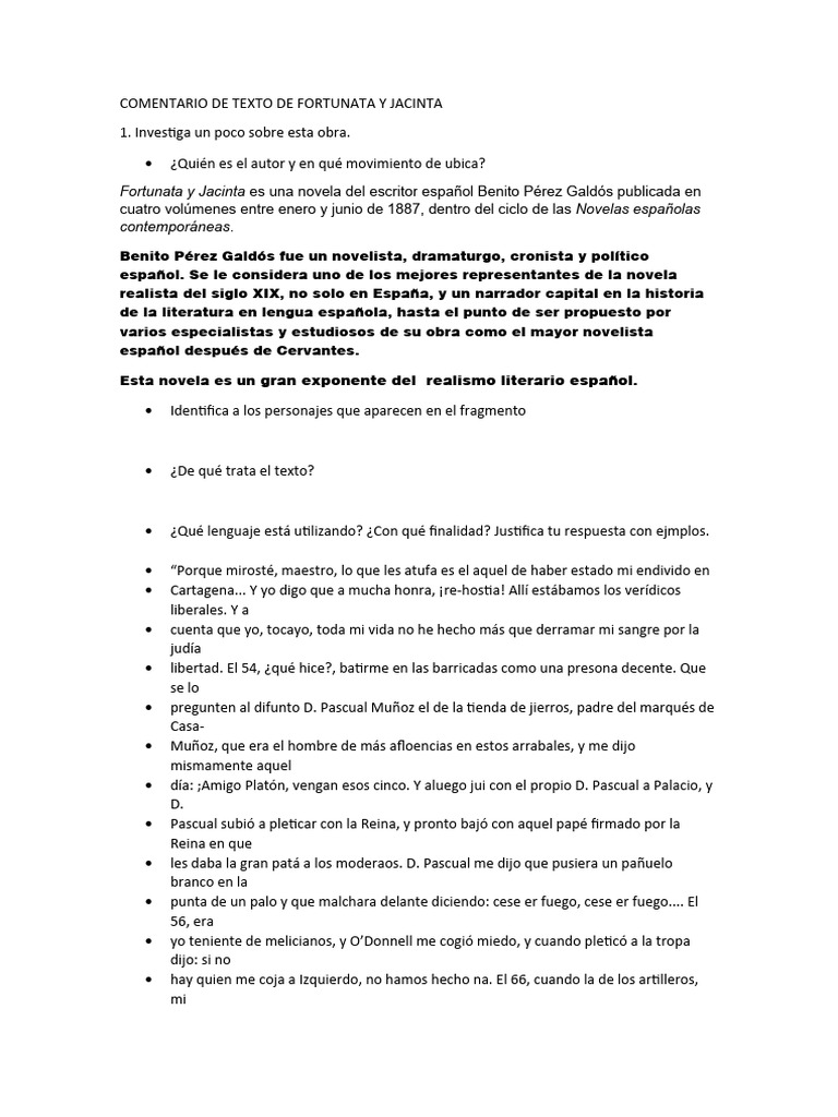 Análisis de "Fortunata y Jacinta" | PDF