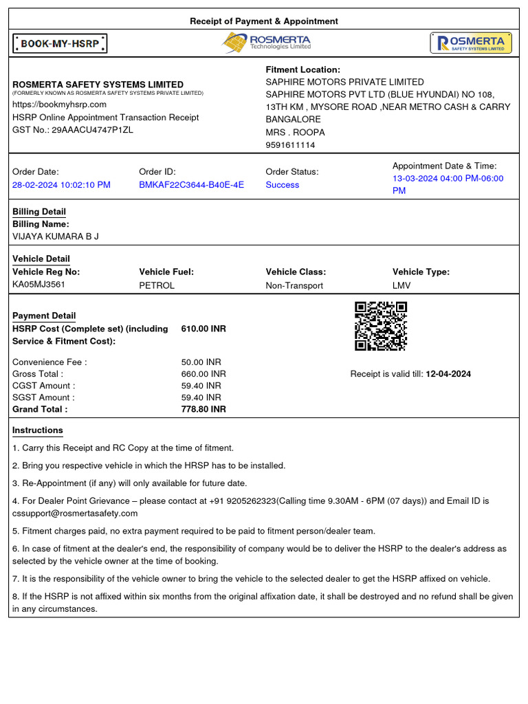 HSRP VIJAYKUMAR | PDF | Receipt | Payments