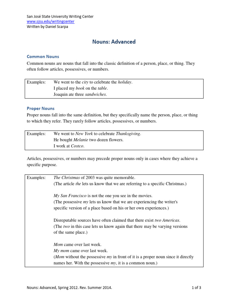 Nouns Advanced | PDF | Linguistics | Syntax